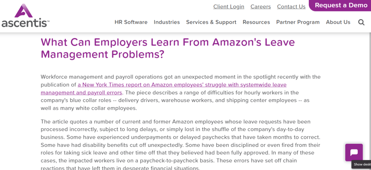 Ascentis blog: What Can Employers Learn From Amazon’s Leave Management ...